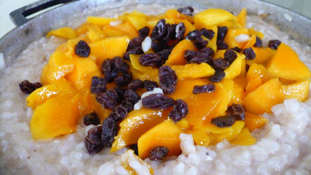 Receta de Arroz de postre con frutos exóticos orientales